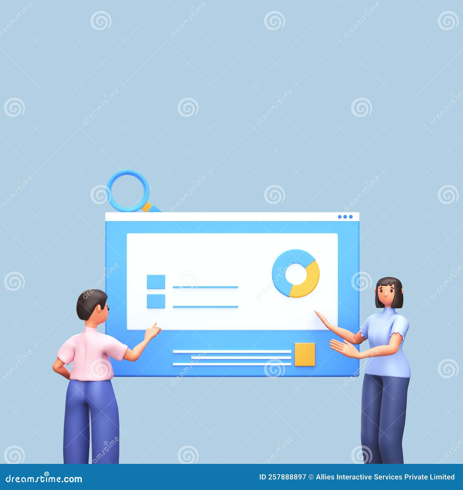 3D Render of Official Worker or Employee Presenting Infographic Diagram ...