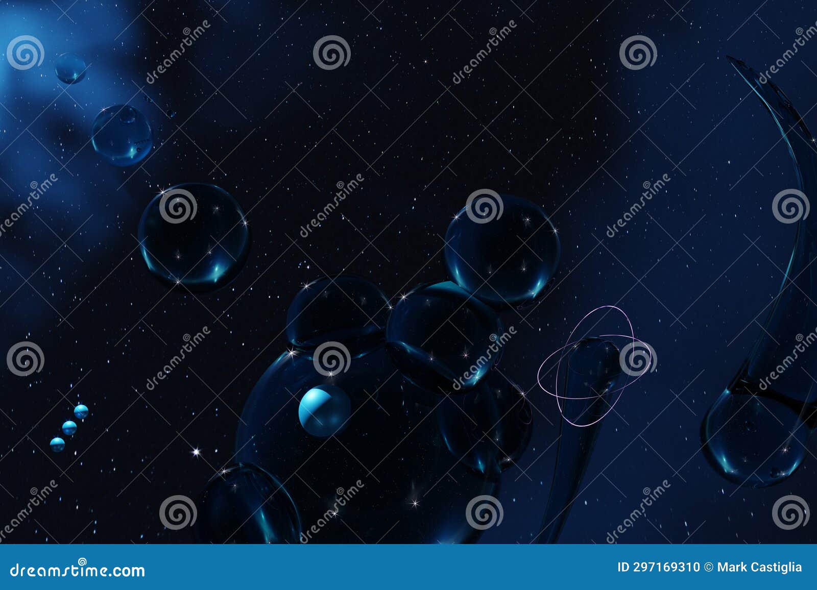 3d Render of Glowing Spheres and Stars in Space Stock Illustration ...