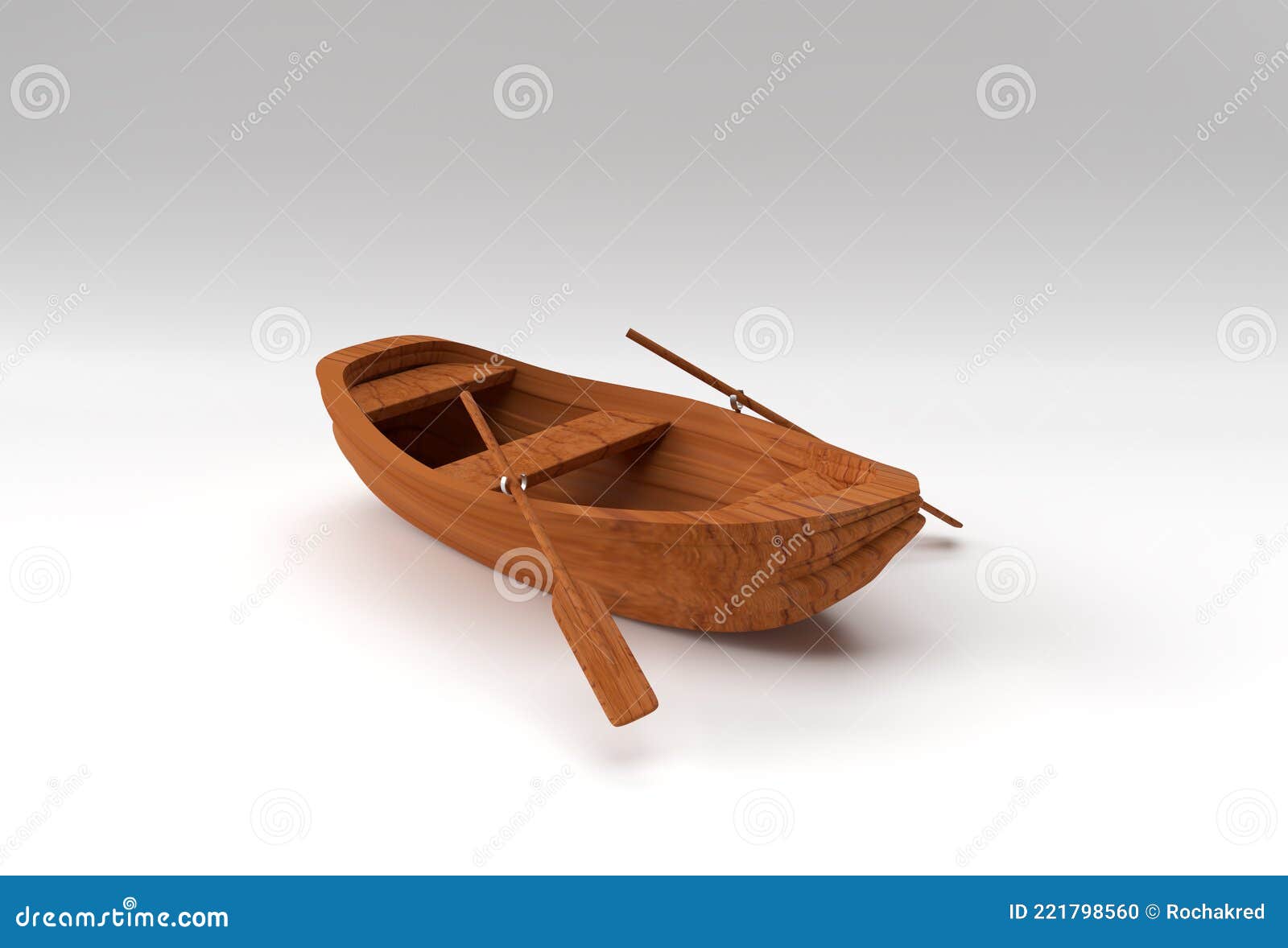 3d Render Old Row Boat Isolated on White Background Stock Illustration ...