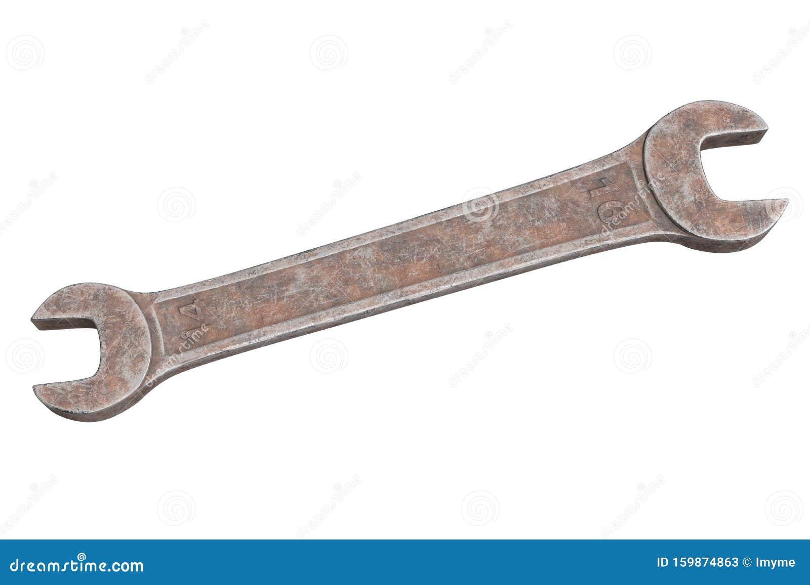3D Render of Old and Rusty Universal Spanner Wrench Isolated on White ...