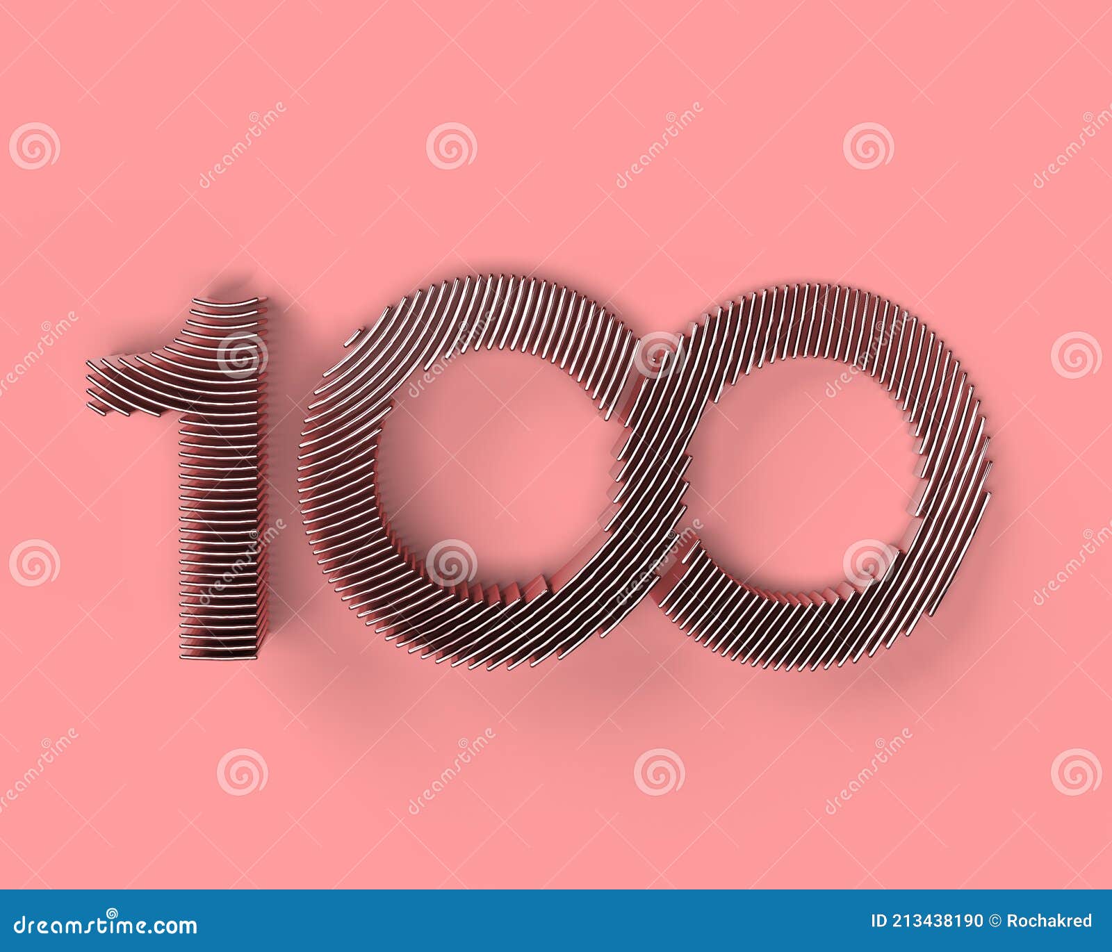 3D Render of a 100 One Hundred Number Stock Illustration - Illustration ...