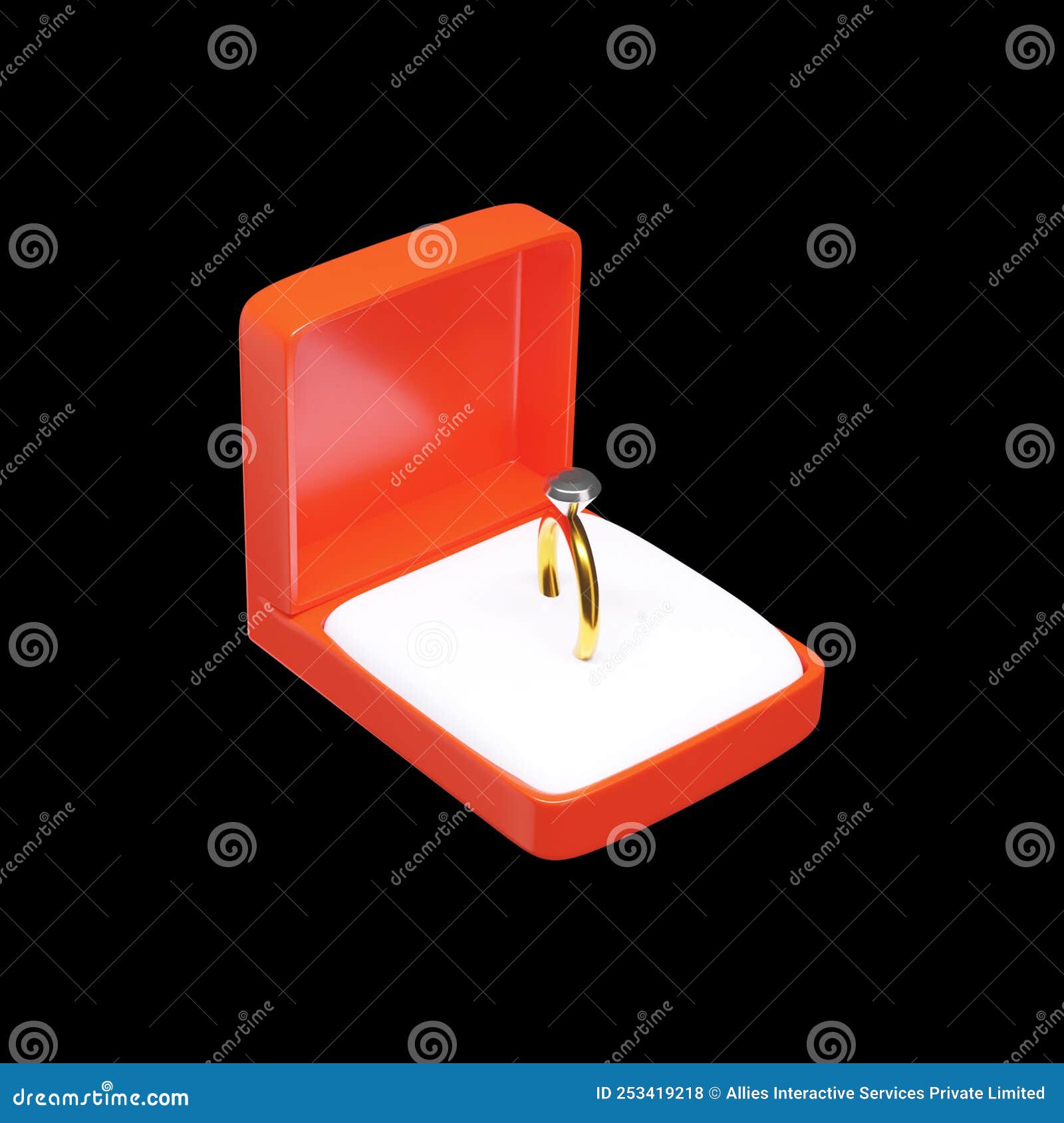 3D Render of Open Ring Box Element on Black Stock Illustration ...