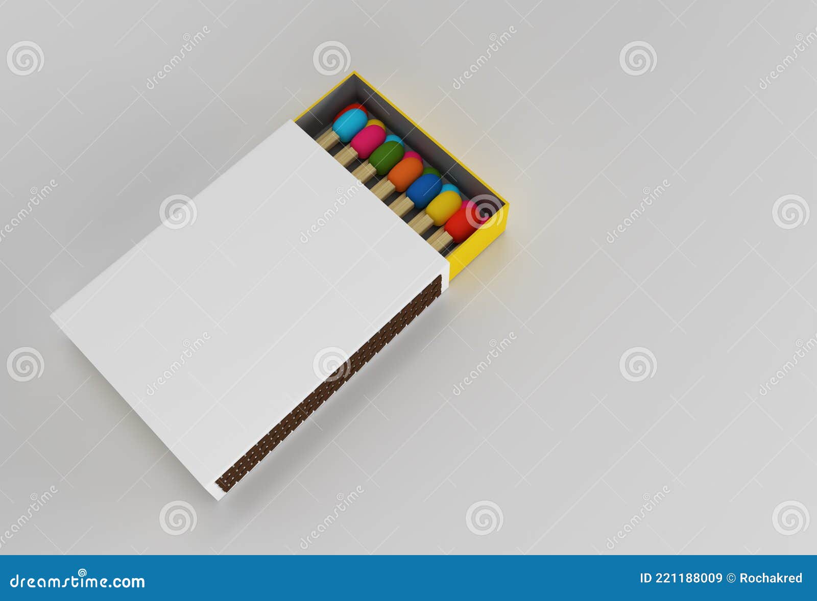 3D Render Opened Blank Matchbox Mockup Isolated On Color Background ...