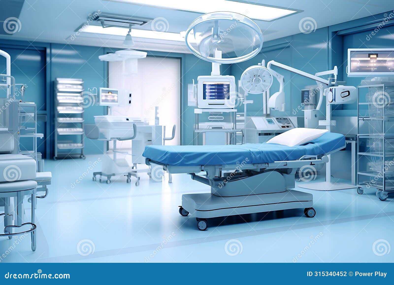 3d Render of Operating Room with Surgery Equipment in Modern Clinic ...