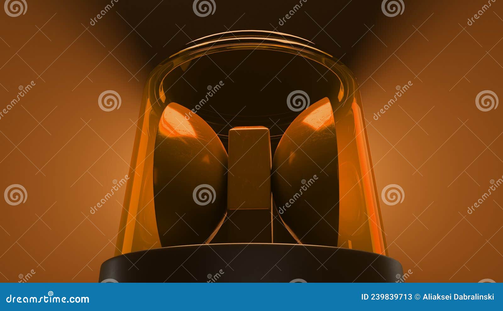 3d Render Orange Emergency Flasher with Volume Light Stock Illustration ...