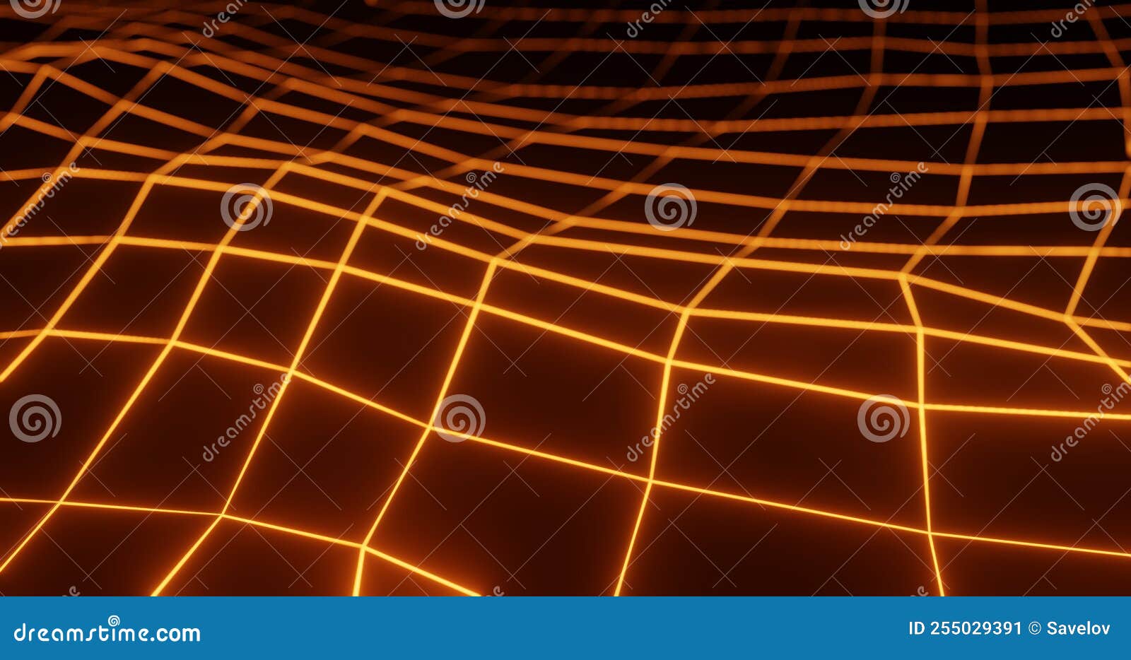 Render with Orange Neon Grid in Perspective Stock Illustration ...