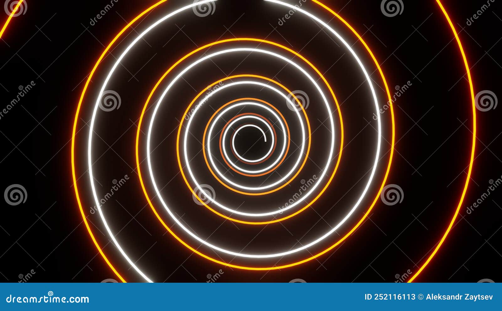 3d Render Orange and White Neon Led Spirals Stock Illustration ...