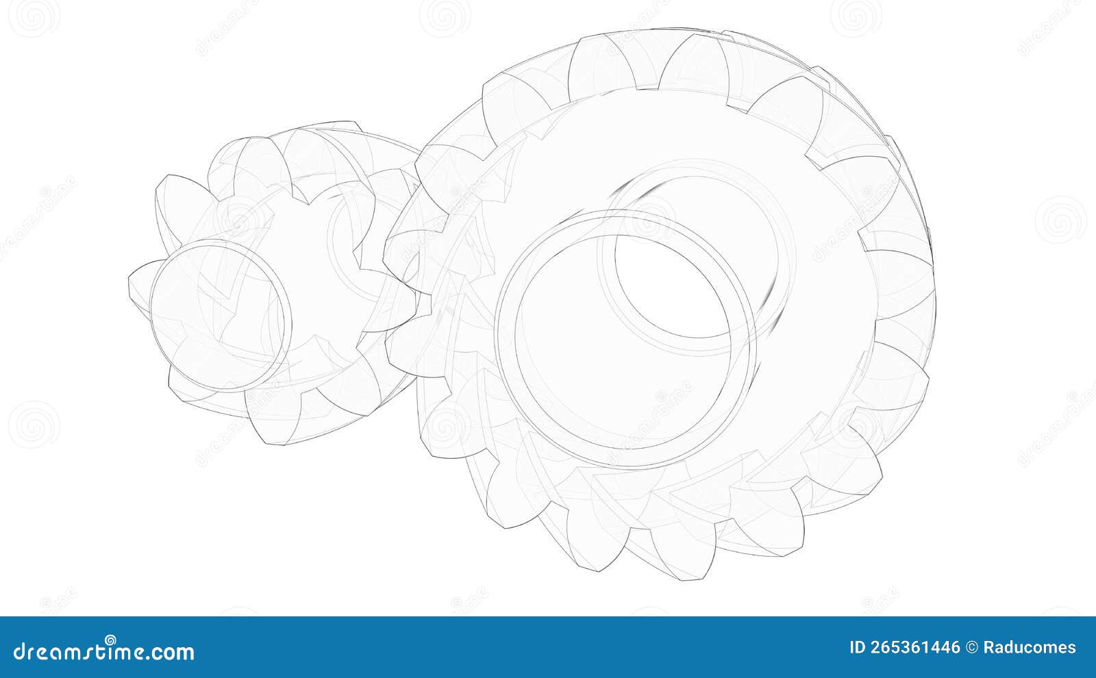 3D Render - Outlined Detailed Cog Wheels Stock Illustration ...