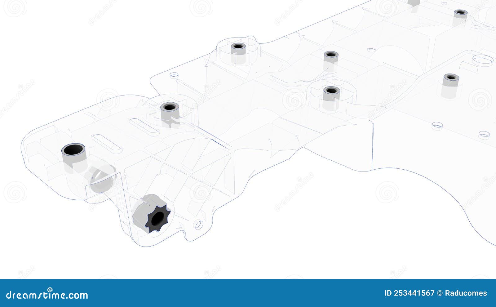 3D Render - Outlined Plastic Assembly Stock Illustration - Illustration ...