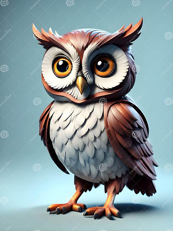 3d render of owl in studio stock illustration. Illustration of beauty ...