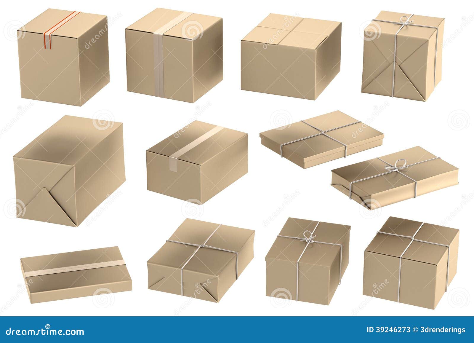 3d render of packages stock illustration. Illustration of realistic ...