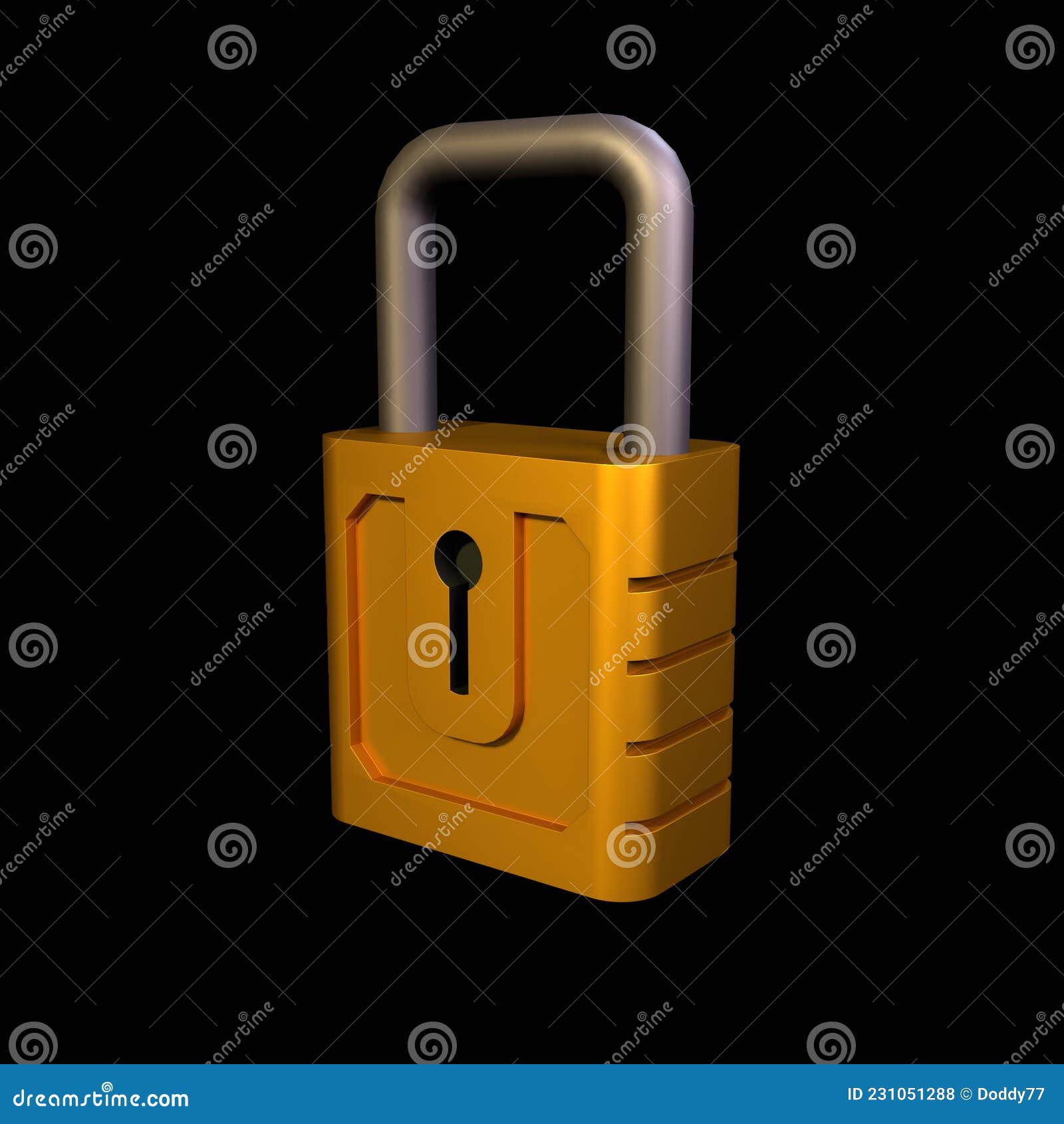 3D Render Padlock Model Illustration Stock Illustration - Illustration ...