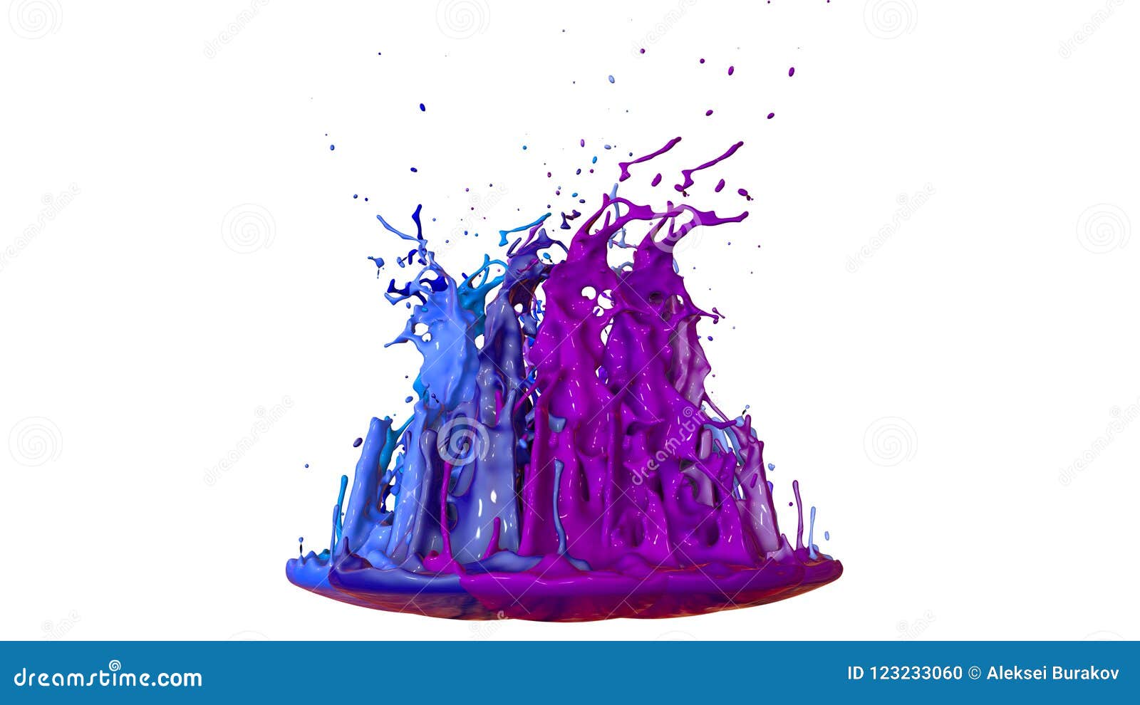 3d Render of Paint Splashes Isolated on White Background. Simulation of ...