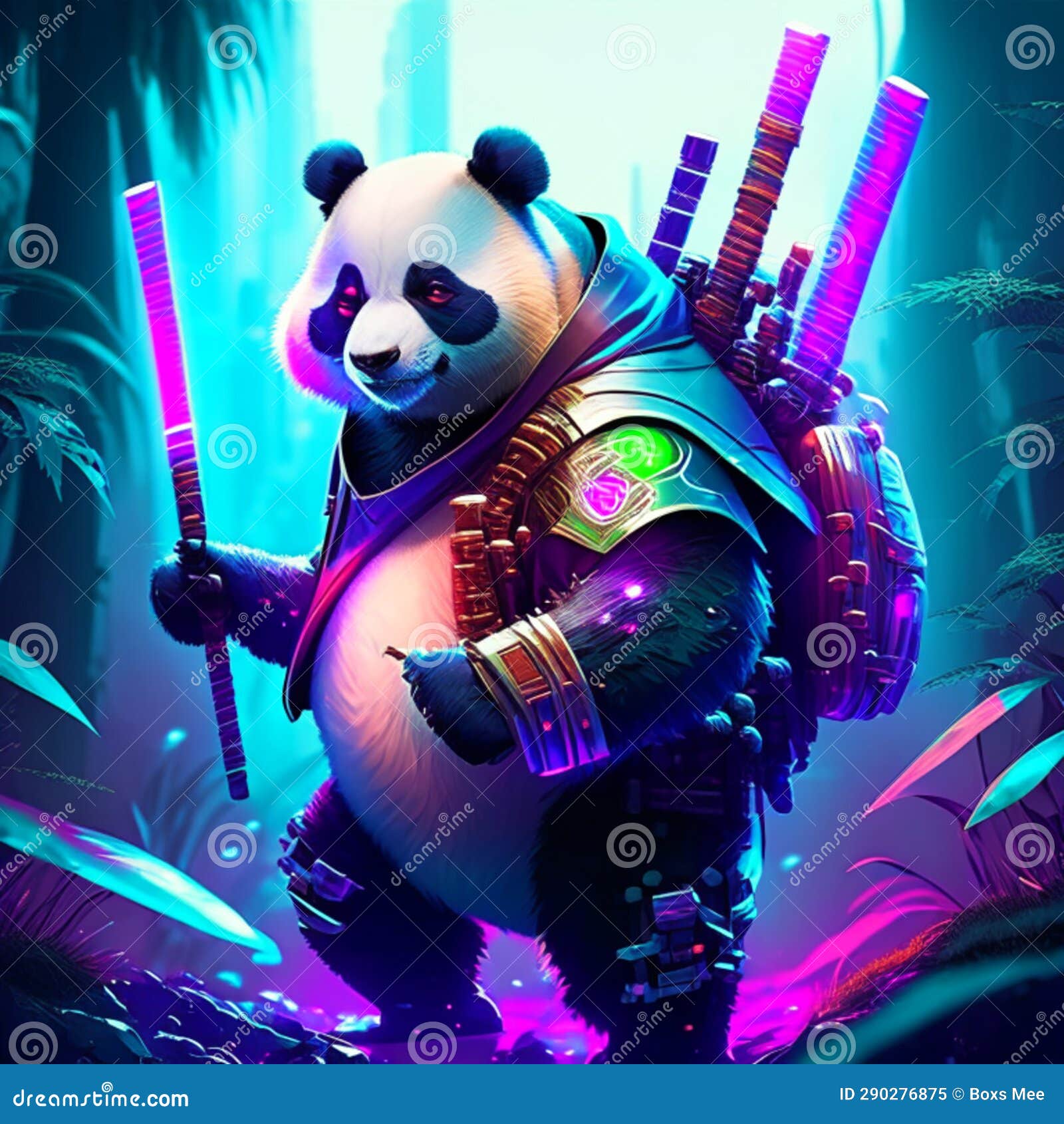 3D Render of a Panda with a Sword in His Hand. Generative AI Stock ...
