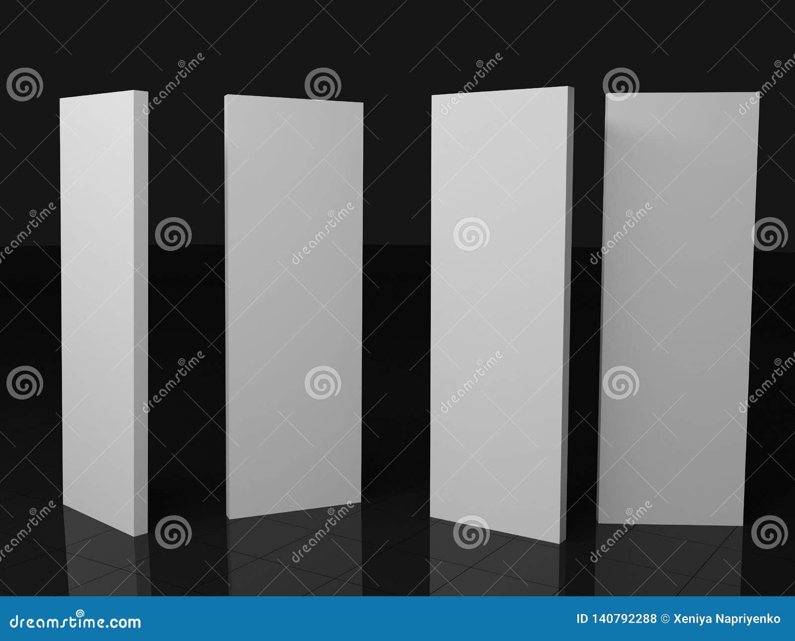 3d Render Panels 1x3 Meters. Mockup Stock Photo - Image of board ...