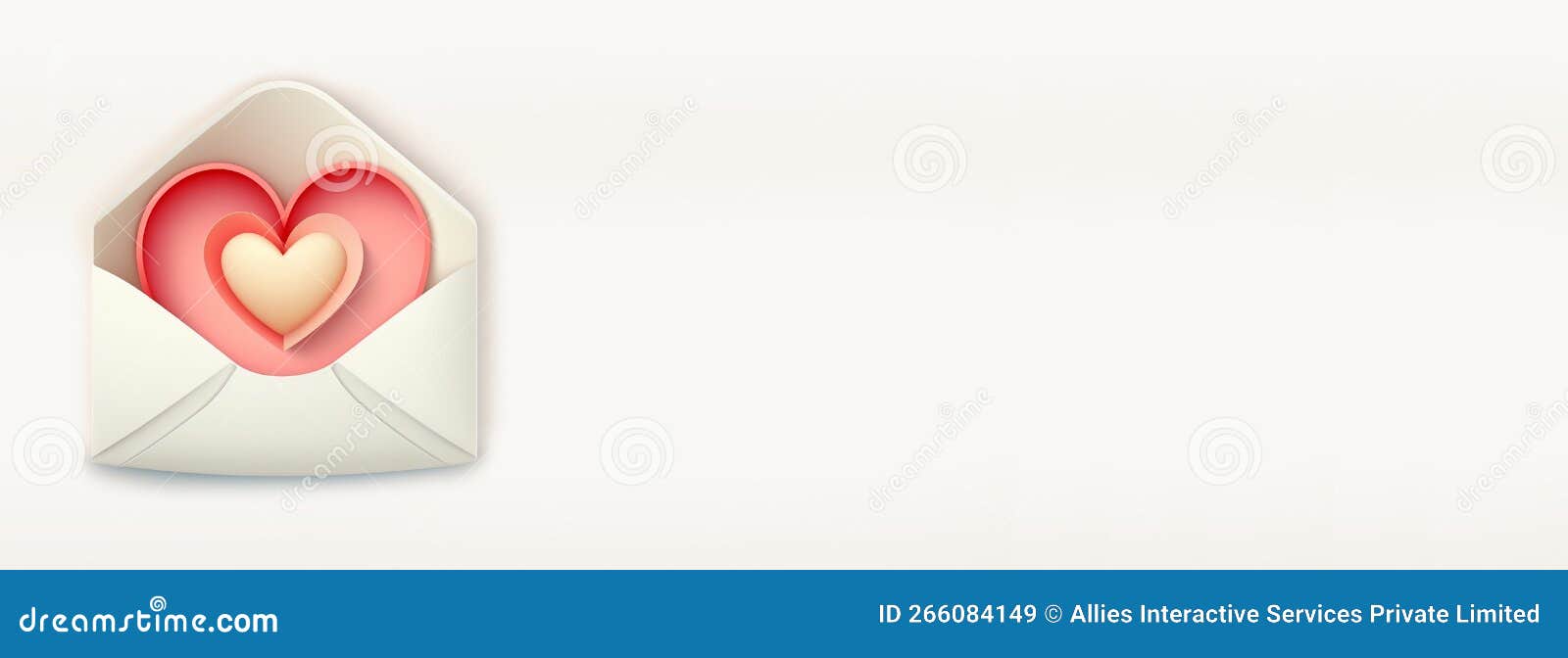 3D Render of Paper Cut Heart Shape Inside Envelope in Pastel Stock ...