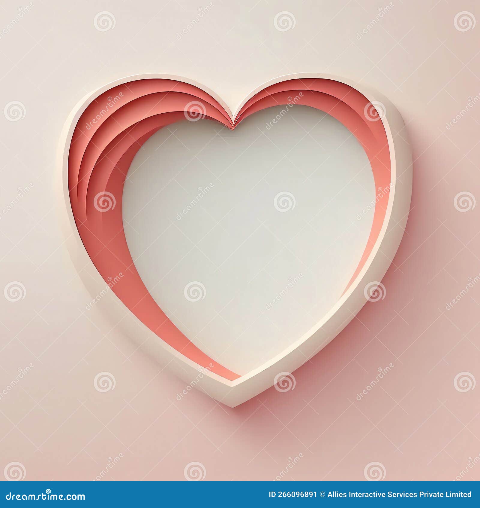 3D Render of Paper Cut Heart Shape on Pastel Red Stock Illustration ...