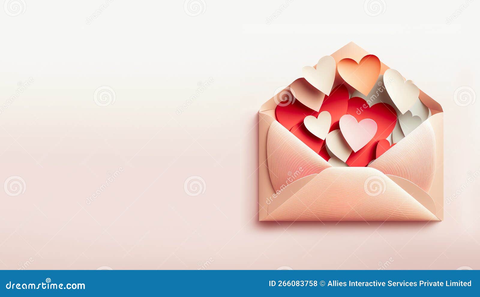3D Render of Paper Hearts Inside Envelope in Pastel Stock Illustration ...