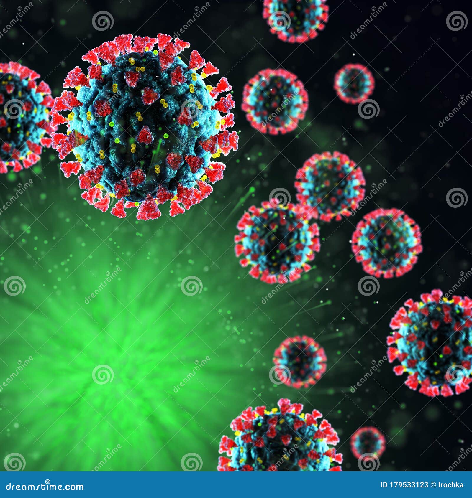 3d Render of Pathogenic Virus Organism or Bacteria Infecting and ...