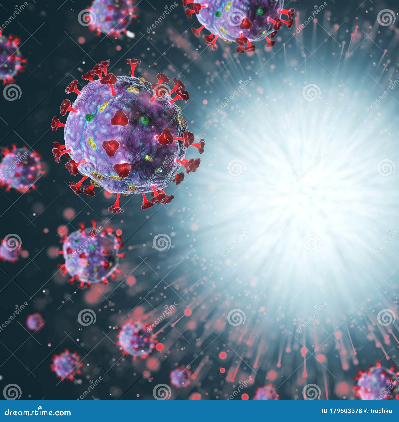 3d Render of Pathogenic Virus Organism or Bacteria Infecting and ...