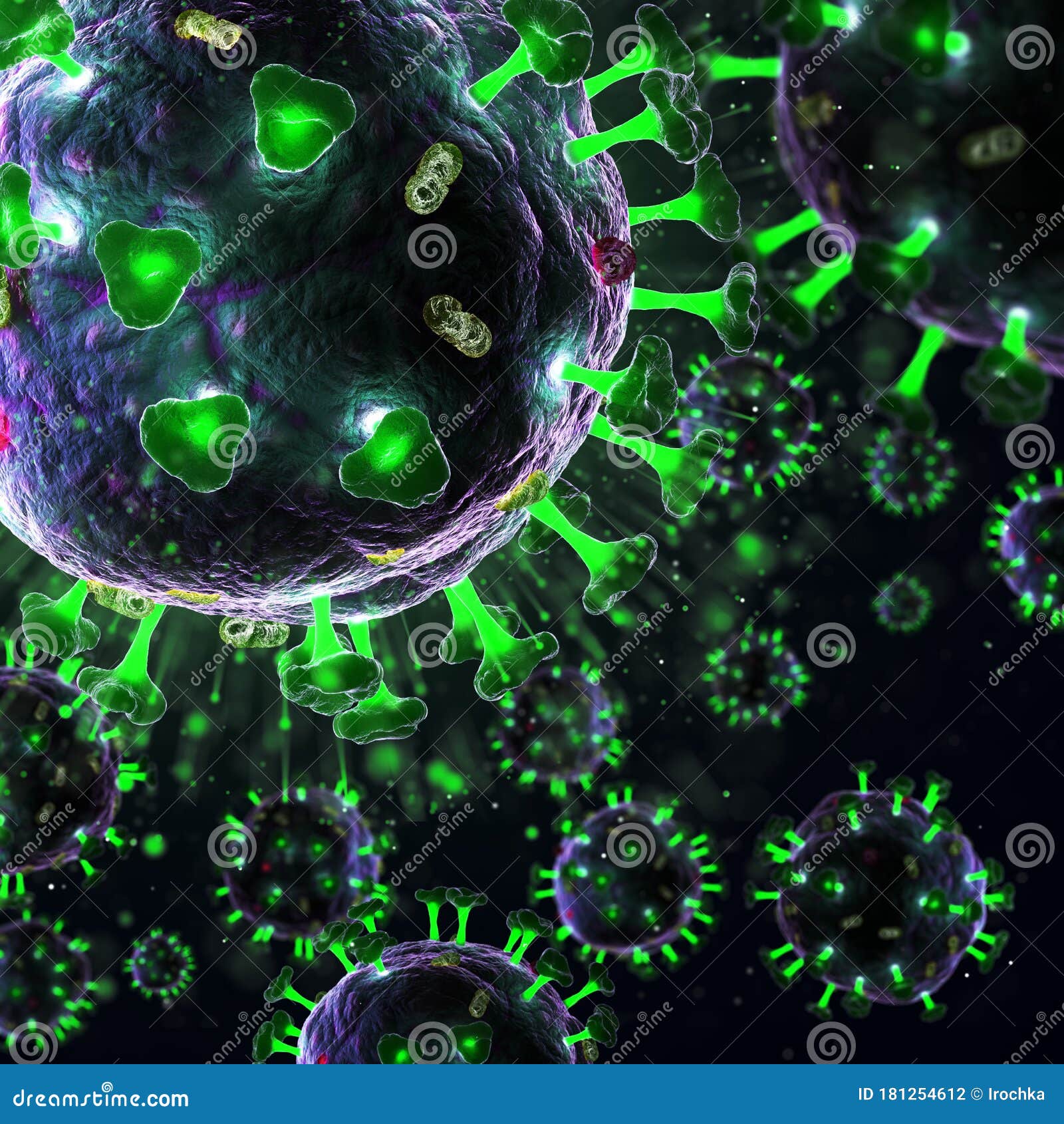 3d Render of Pathogenic Virus Organism or Bacteria Infecting and ...