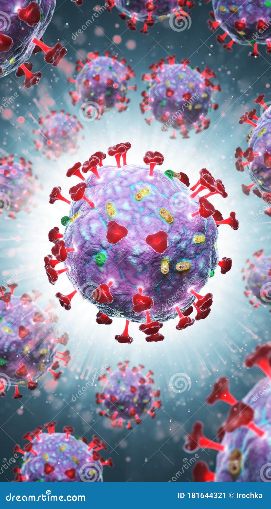 3d Render of Pathogenic Virus Organism or Bacteria Infecting and ...