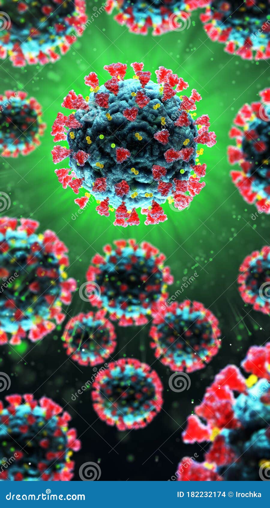 3d Render of Pathogenic Virus Organism or Bacteria Infecting and ...