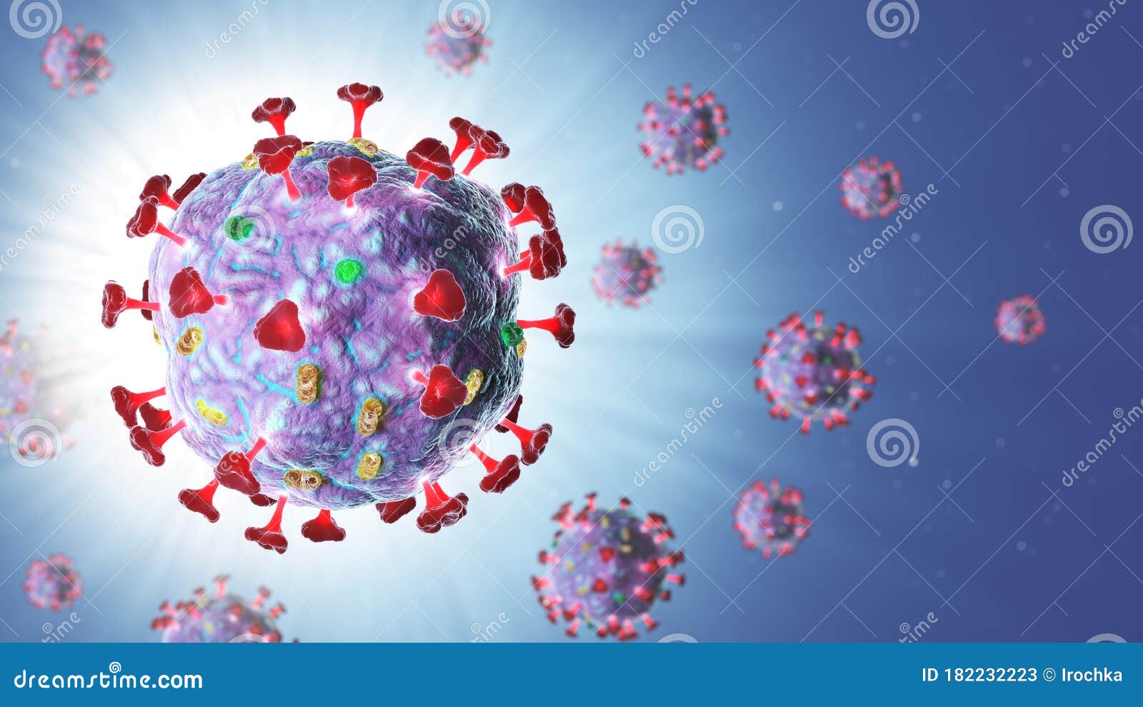 3d Render of Pathogenic Virus Organism or Bacteria Infecting and ...