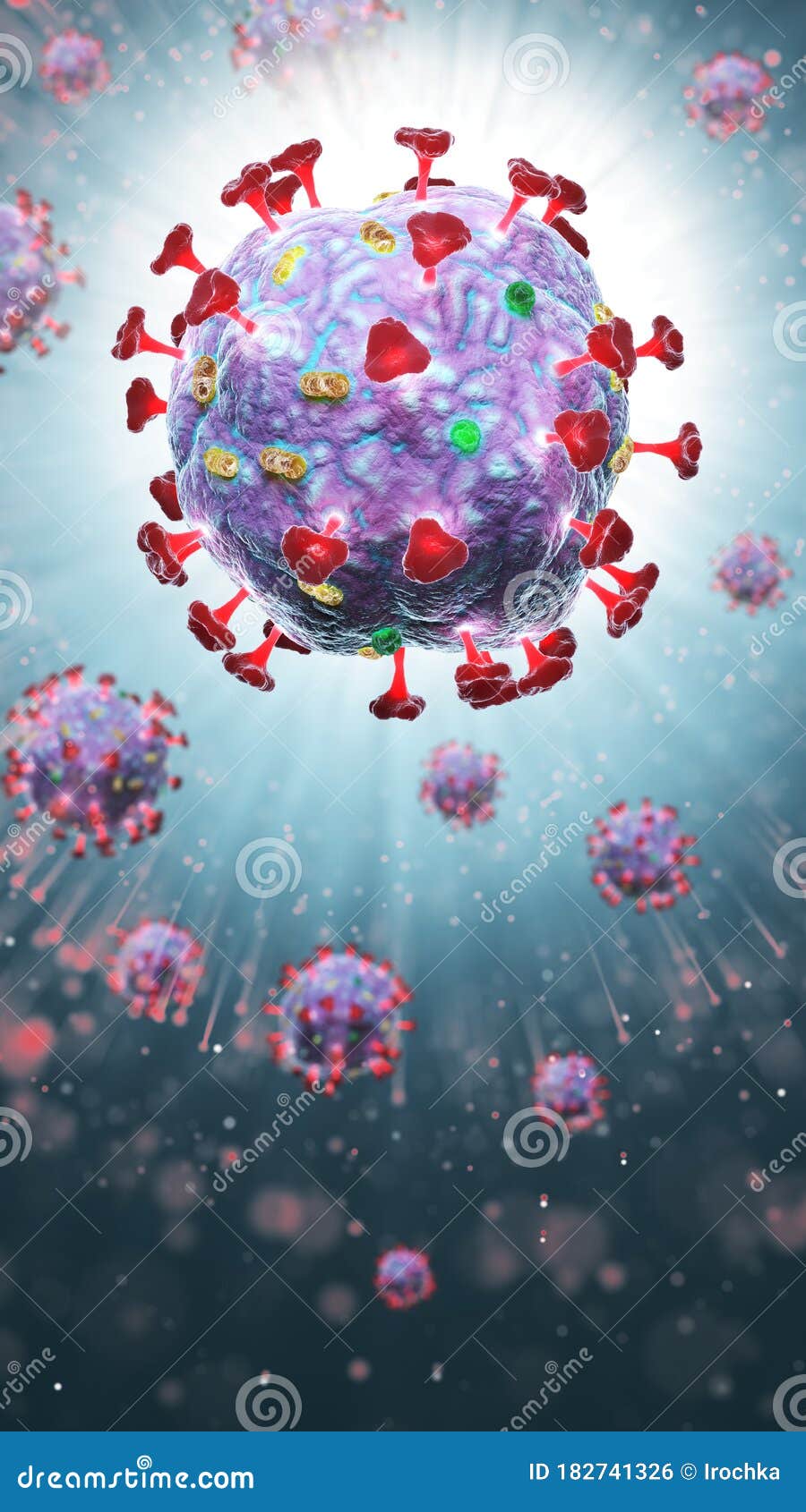 3d Render of Pathogenic Virus Organism or Bacteria Infecting and ...