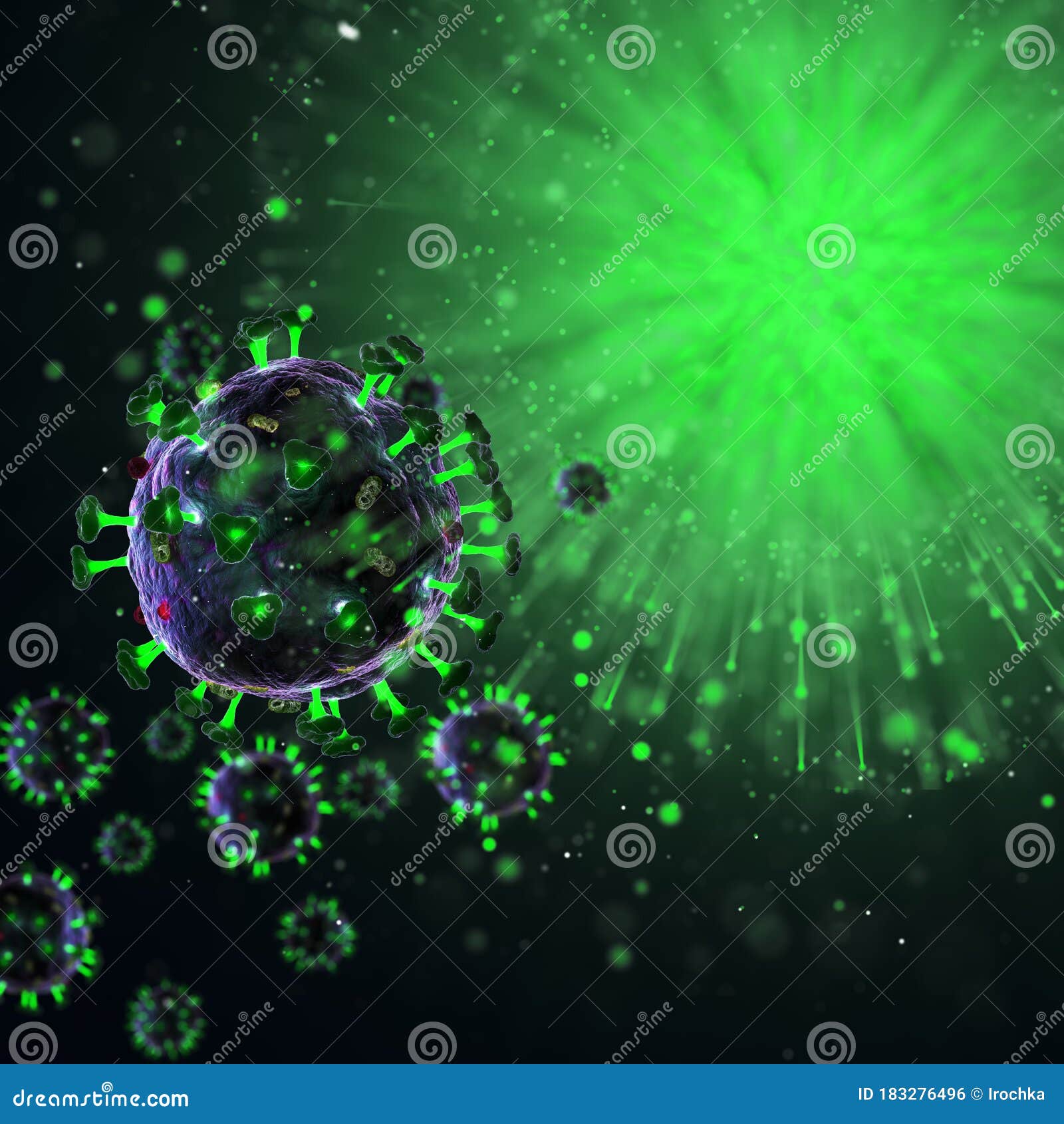 3d Render of Pathogenic Virus Organism or Bacteria Infecting and ...