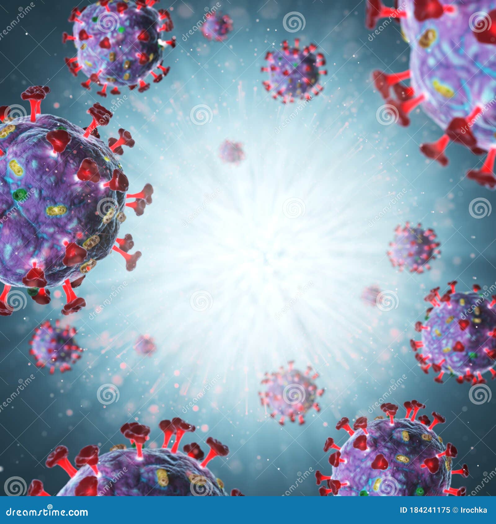 3d Render of Pathogenic Virus Organism or Bacteria Infecting and ...