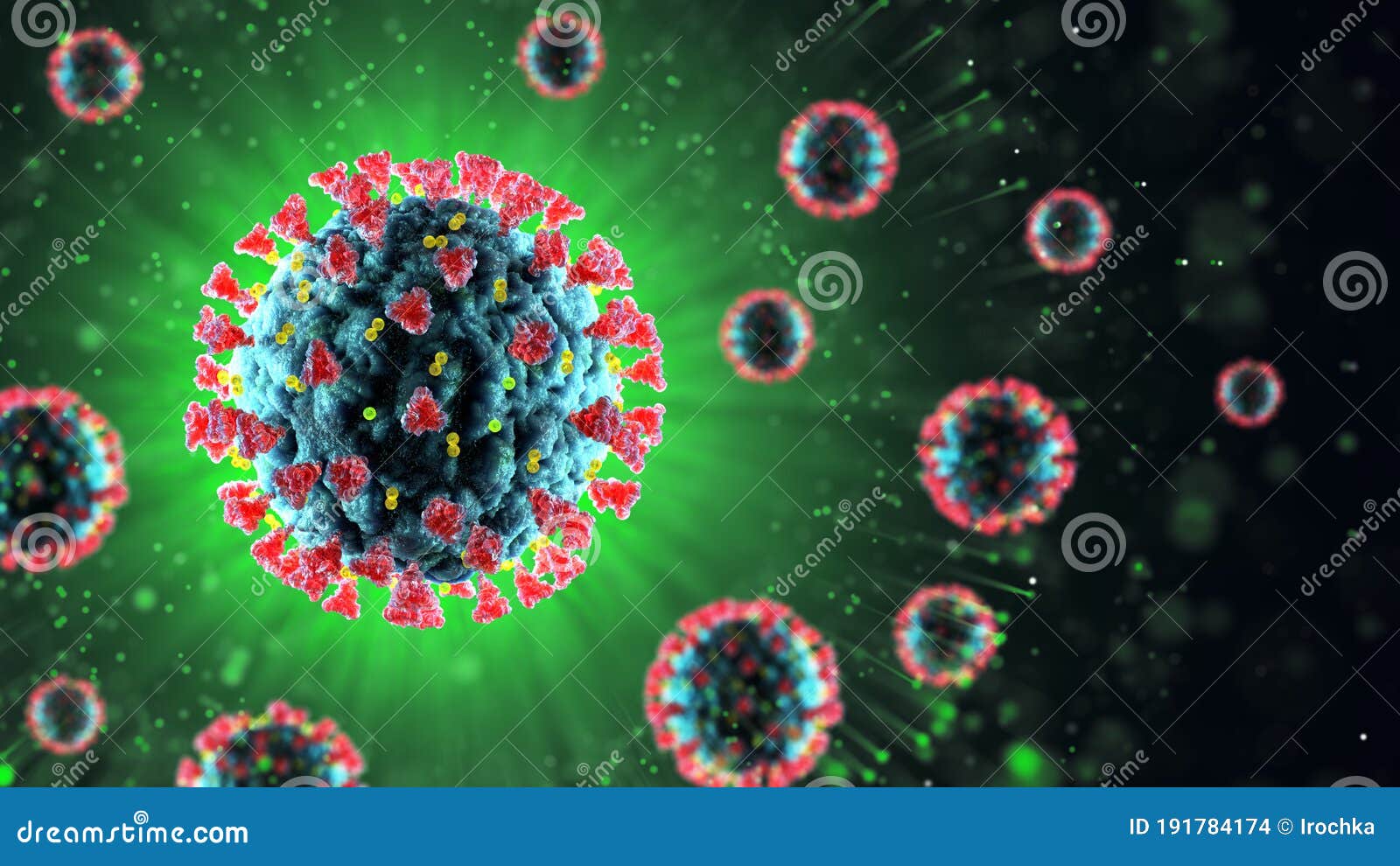 3d Render of Pathogenic Virus Organism or Bacteria Infecting and ...