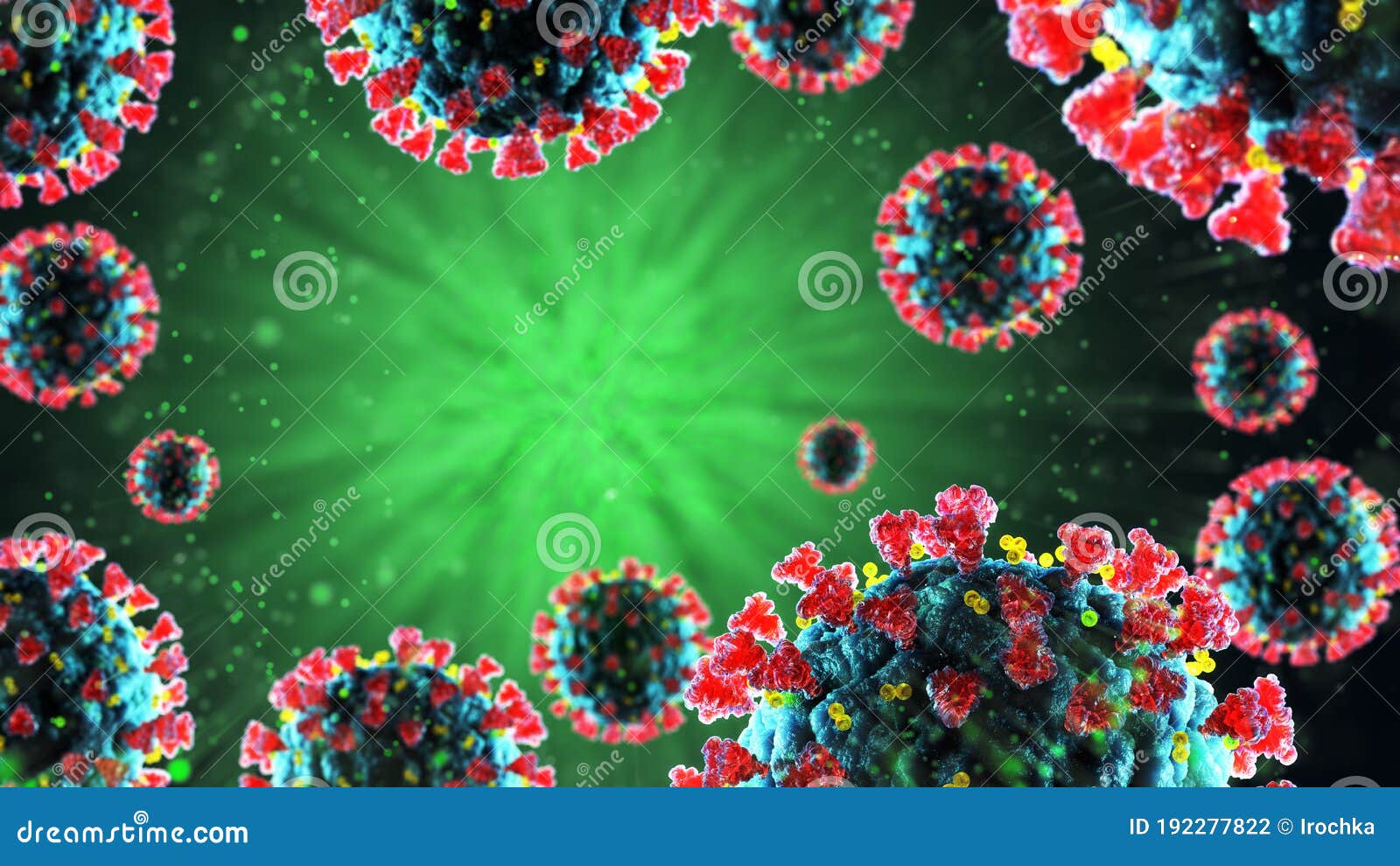 3d Render of Pathogenic Virus Organism or Bacteria Infecting and ...