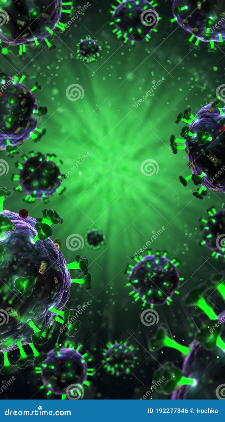 3d Render of Pathogenic Virus Organism or Bacteria Infecting and ...