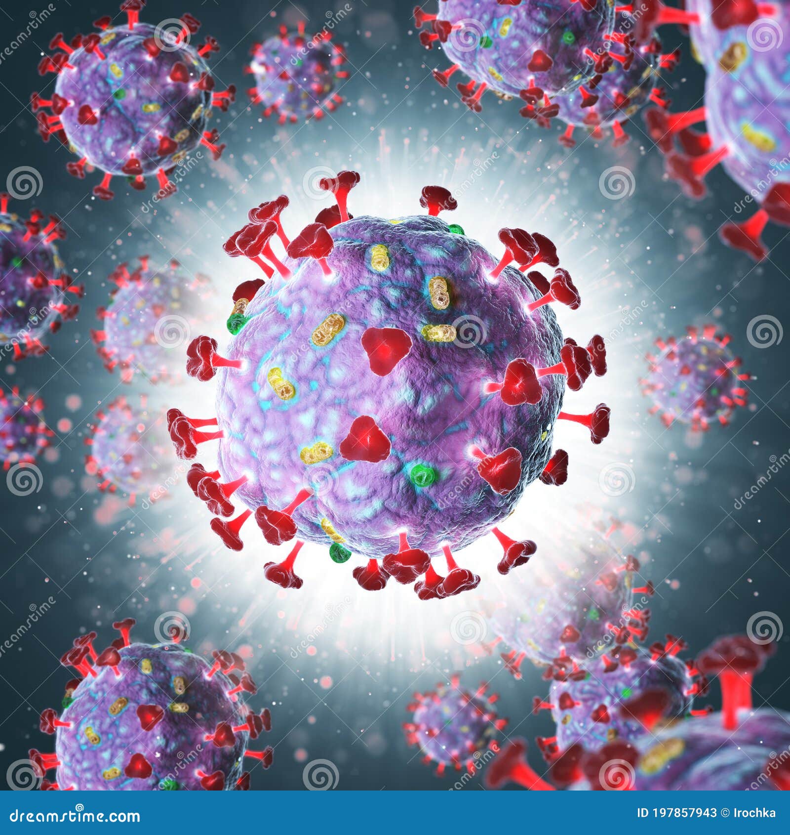 3d Render of Pathogenic Virus Organism or Bacteria Infecting and ...