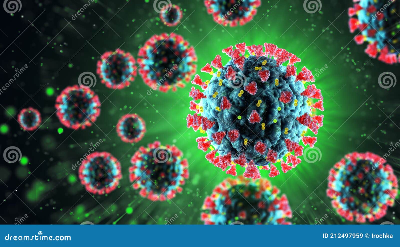 3d Render of Pathogenic Virus Organism or Bacteria Infecting and ...