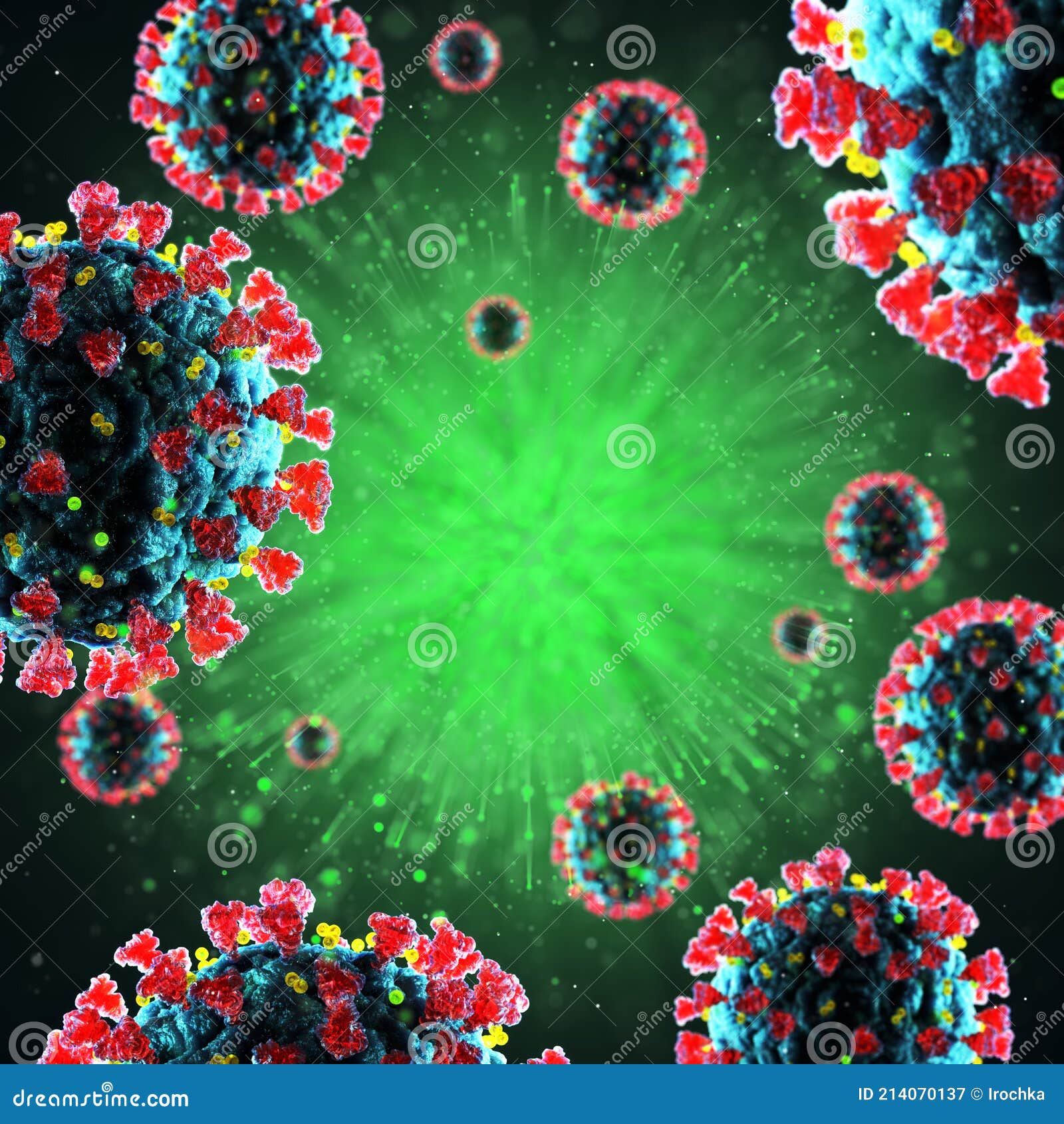 3d Render of Pathogenic Virus Organism or Bacteria Infecting and ...
