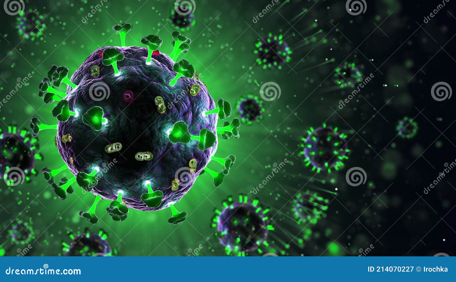 3d Render of Pathogenic Virus Organism or Bacteria Infecting and ...