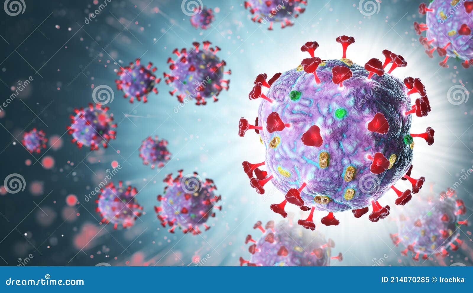 3d Render of Pathogenic Virus Organism or Bacteria Infecting and ...