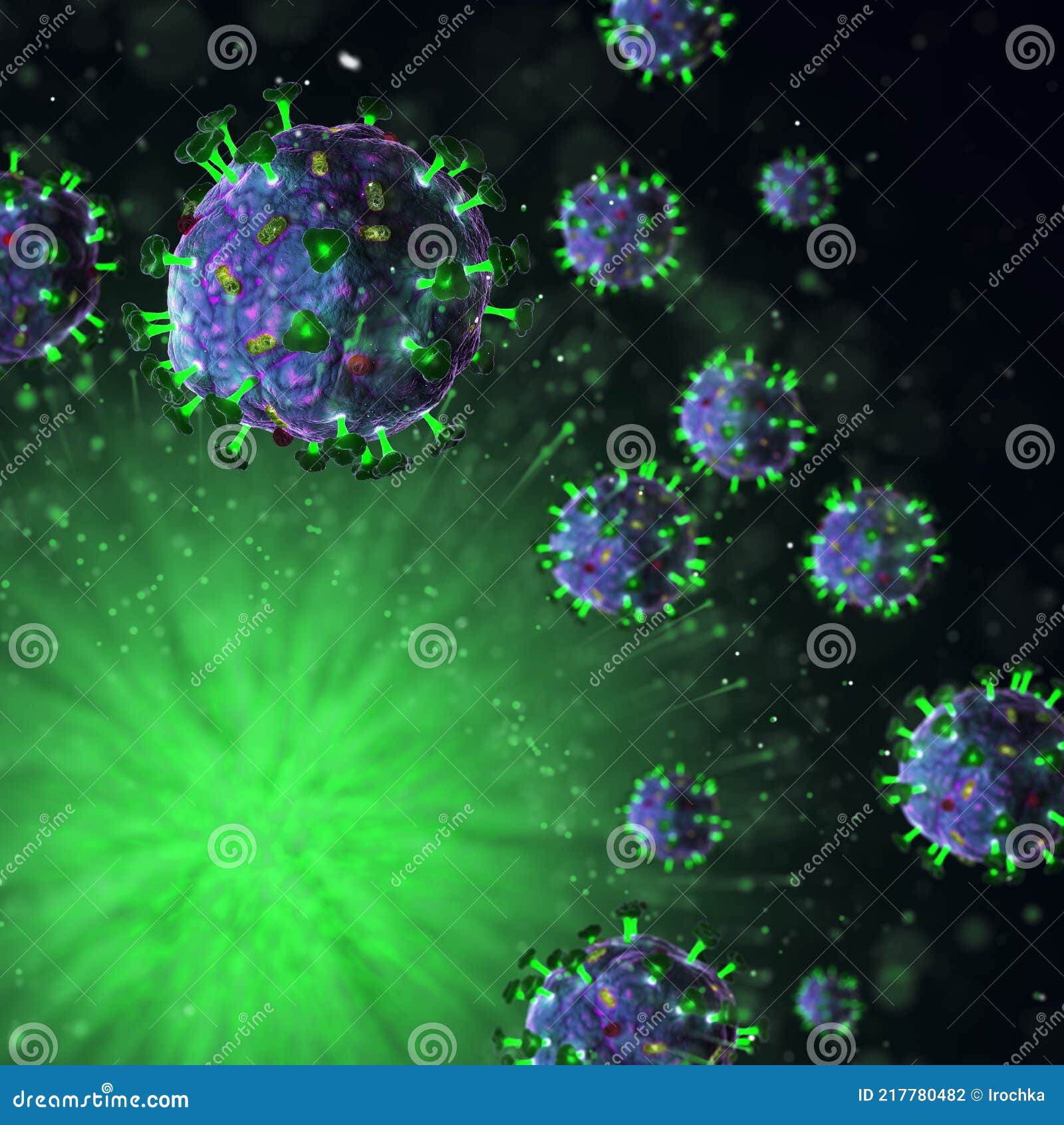 3d Render of Pathogenic Virus Organism or Bacteria Infecting and ...