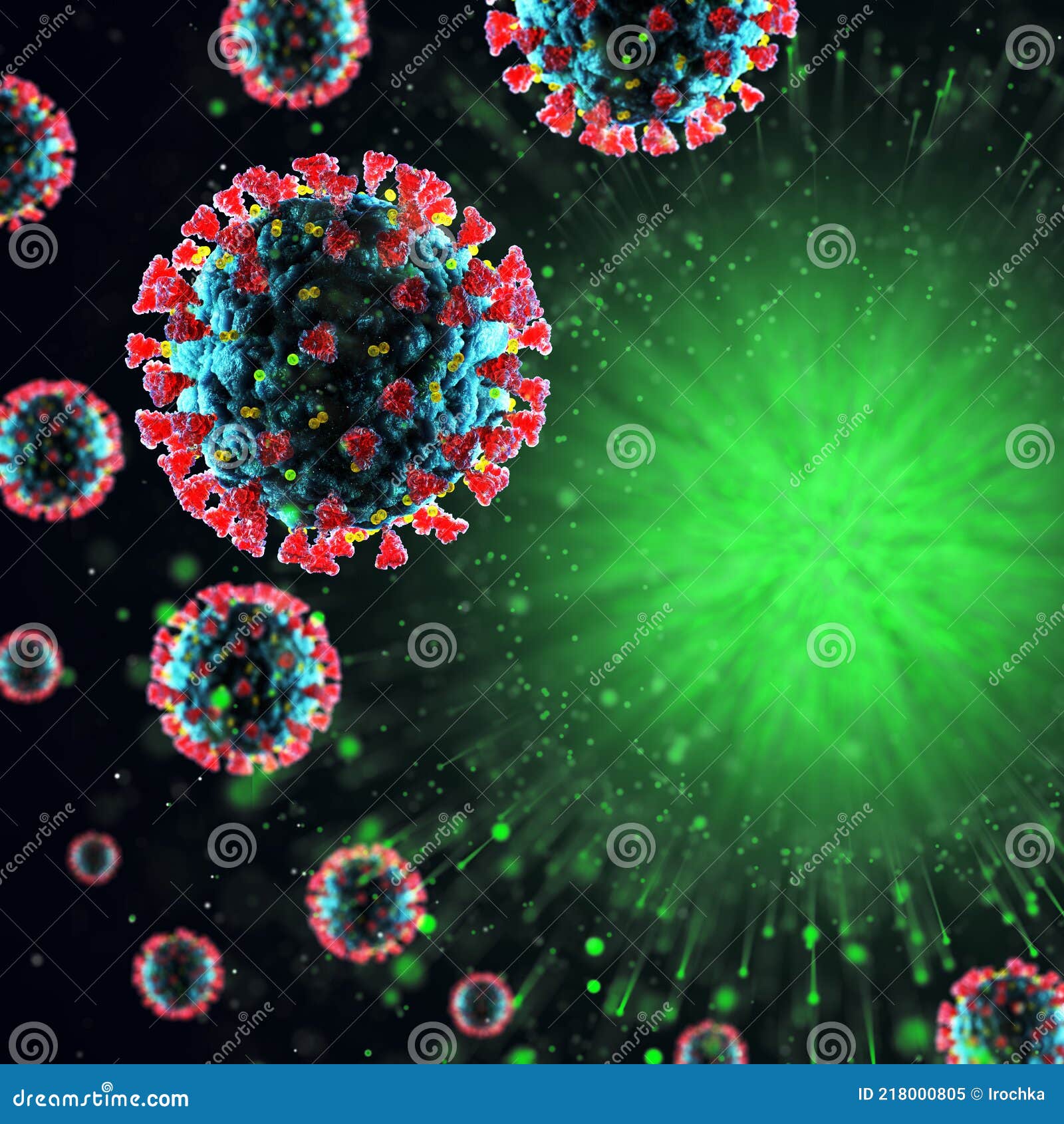 3d Render of Pathogenic Virus Organism or Bacteria Infecting and ...