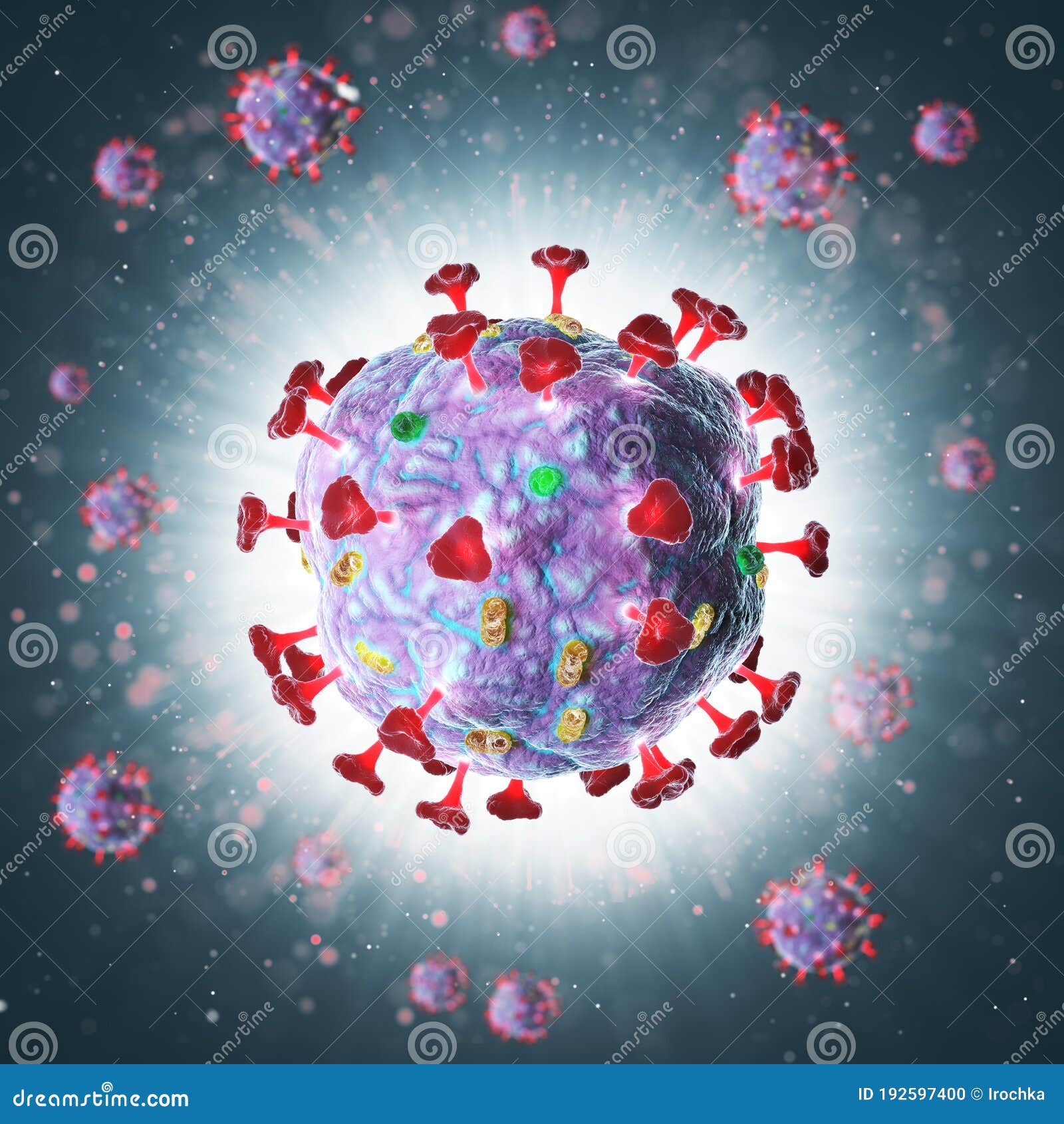 3d Render of Pathogenic Virus Organism or Bacteria Infecting and ...