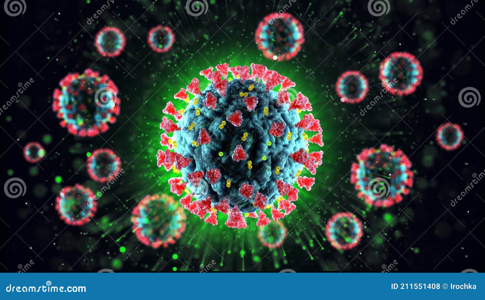 3d Render of Pathogenic Virus Organism or Bacteria Infecting and ...