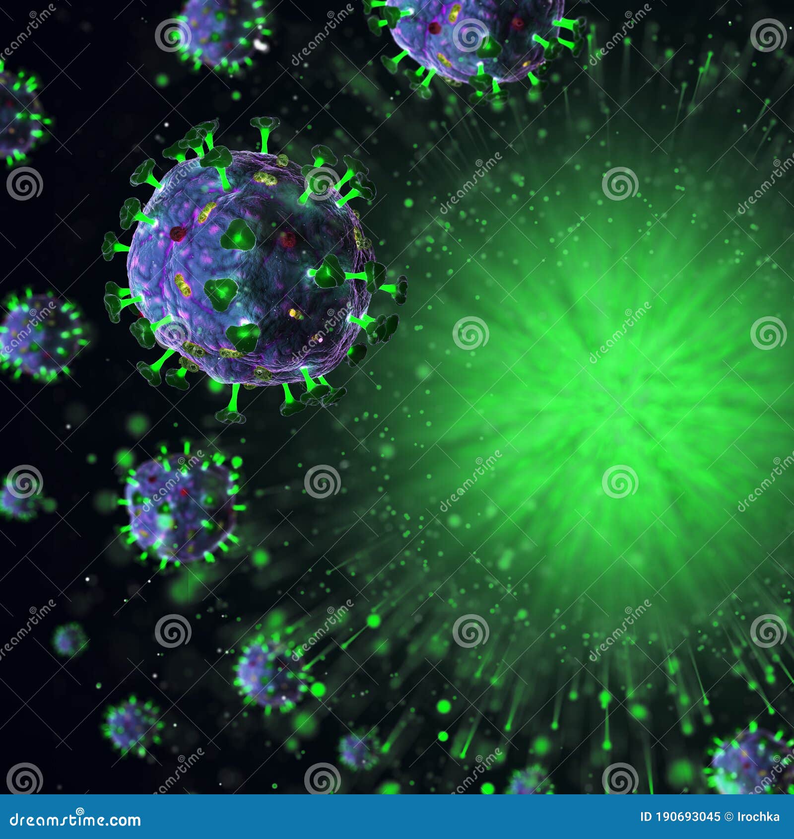3d Render of Pathogenic Virus Organism or Bacteria Infecting and ...