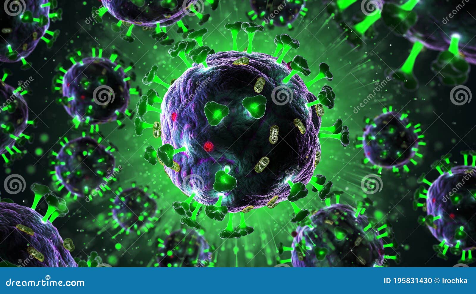 3d Render of Pathogenic Virus Organism or Bacteria Infecting and ...