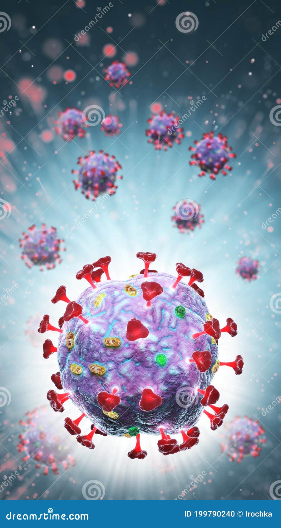 3d Render of Pathogenic Virus Organism or Bacteria Infecting and ...