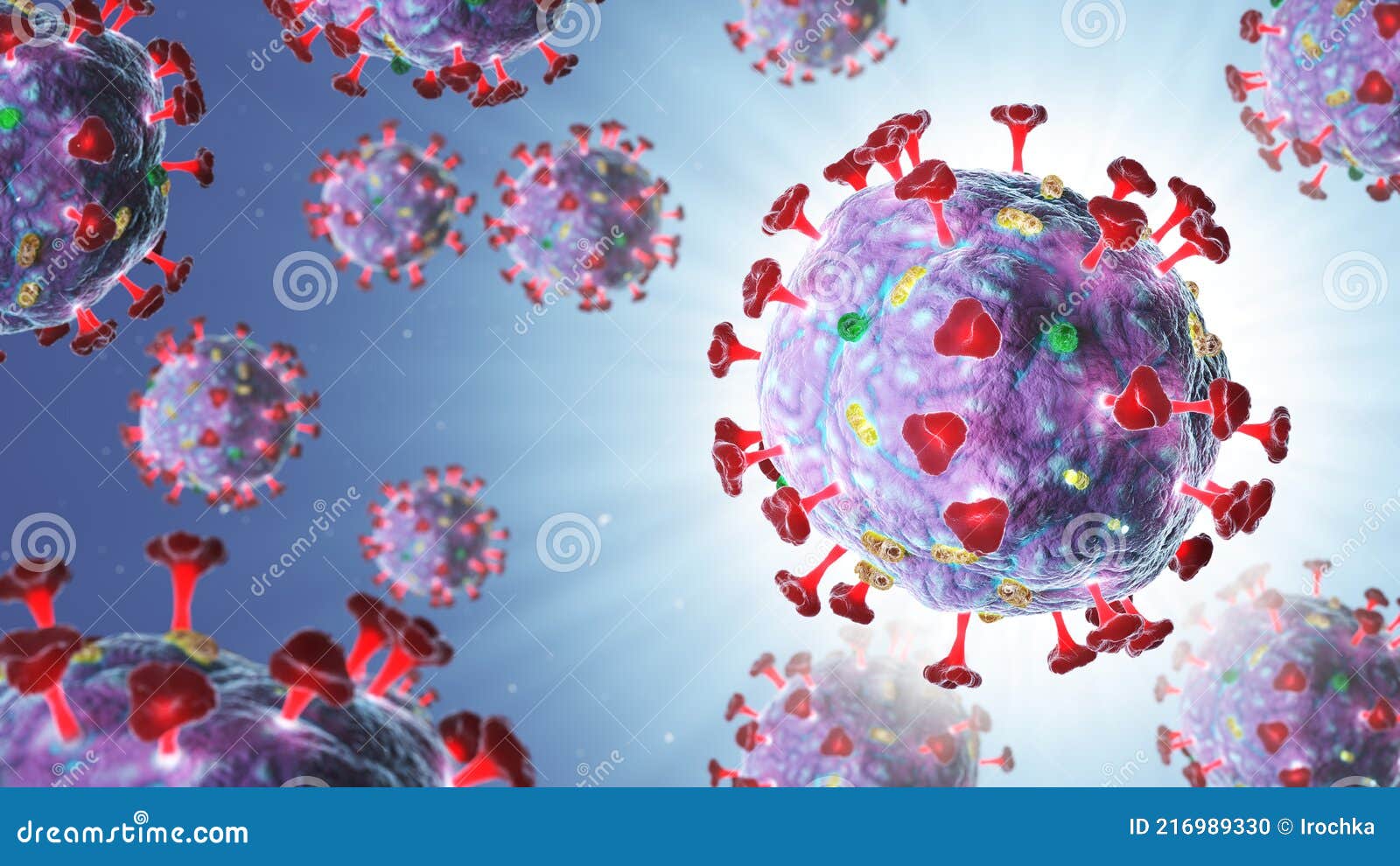3d Render of Pathogenic Virus Organism or Bacteria Infecting and ...