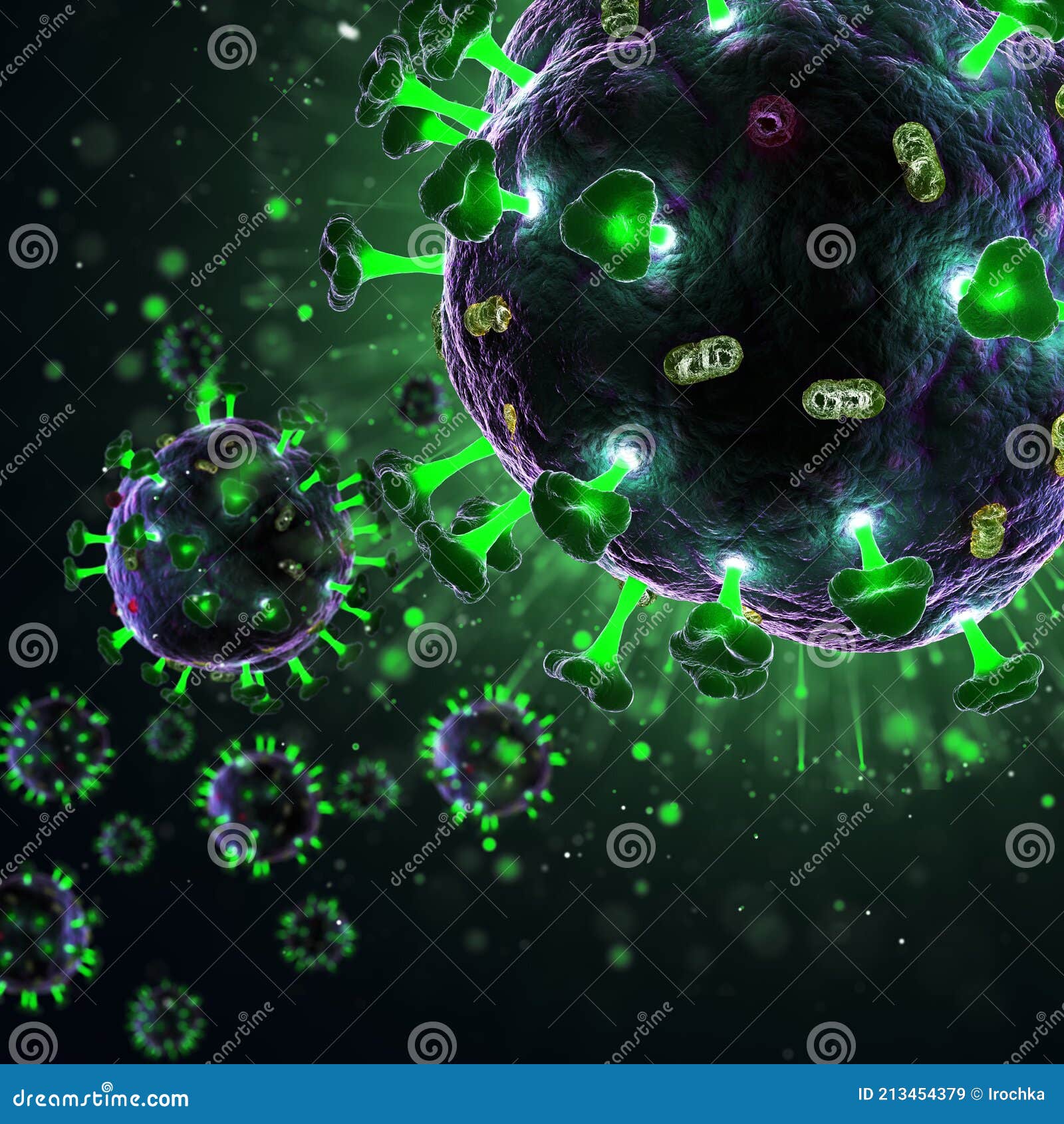 3d Render of Pathogenic Virus Organism or Bacteria Infecting and ...