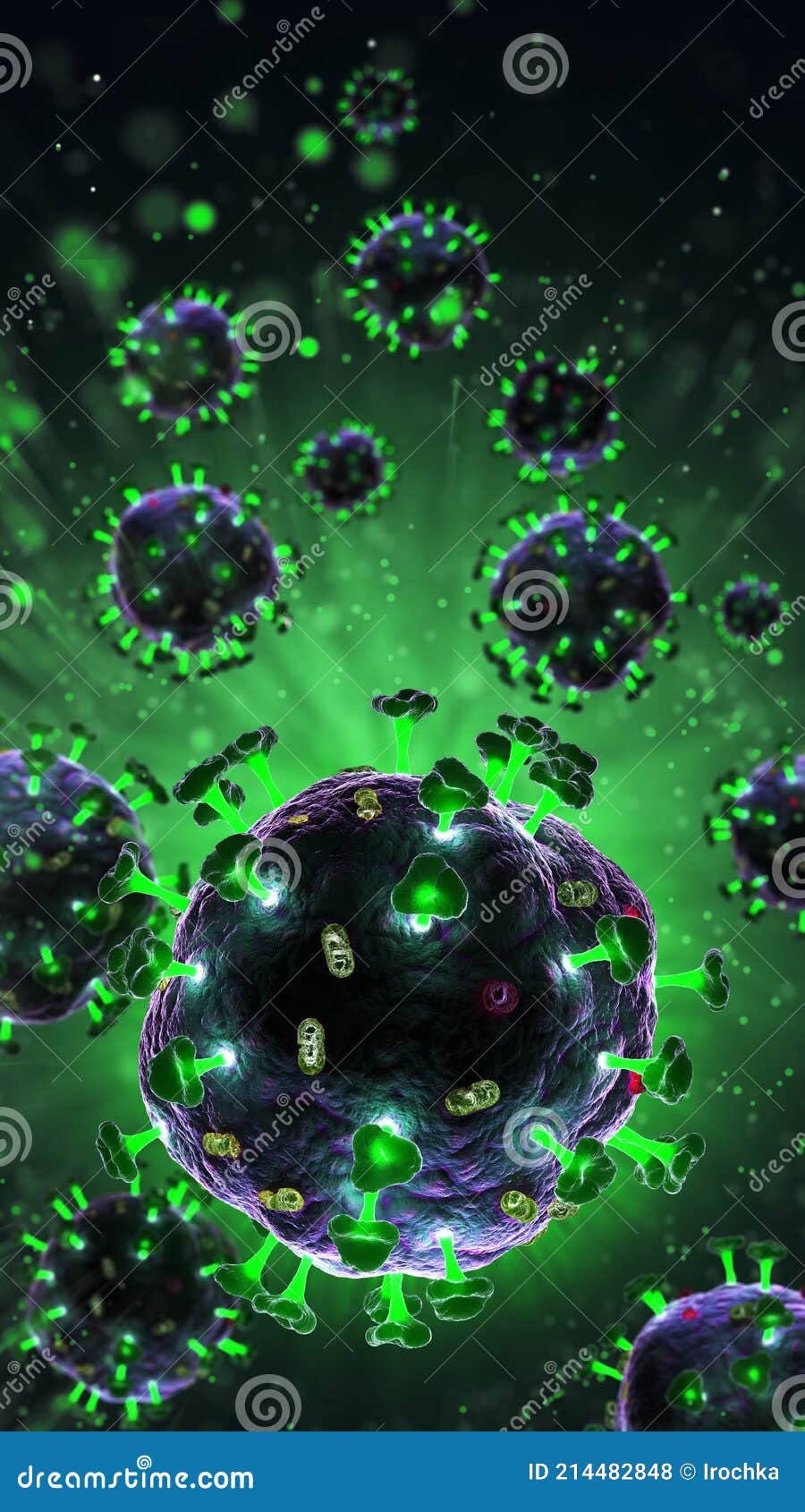 3d Render of Pathogenic Virus Organism or Bacteria Infecting and ...