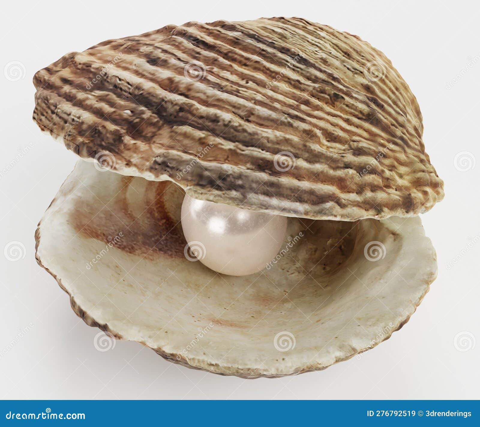 3D Render of Pearl in Shell Stock Illustration - Illustration of ...